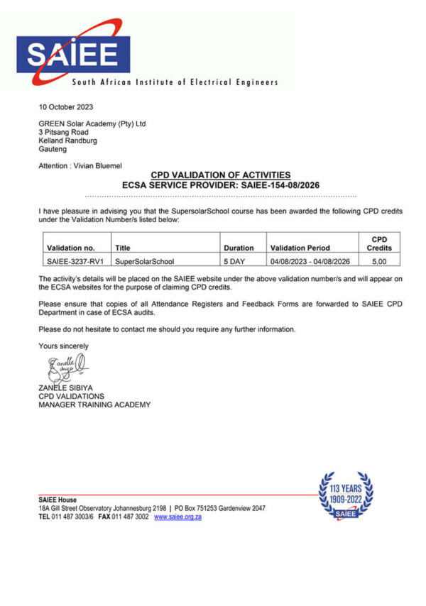 Accreditation – GREEN Solar Academy